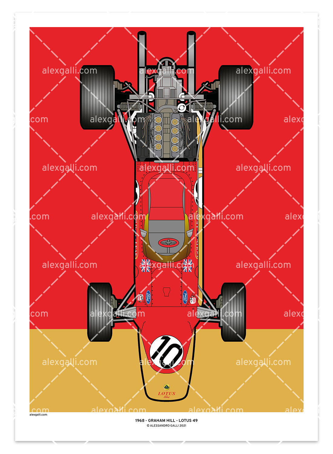 Lotus 49 - 1968 - #10 Hill – alexgalli.com - F1 & Motorsport Quality ...